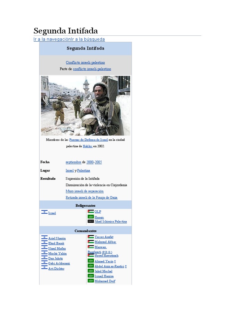Segunda Intifada: Contexto y Consecuencias | PDF | Segunda Intifada ...
