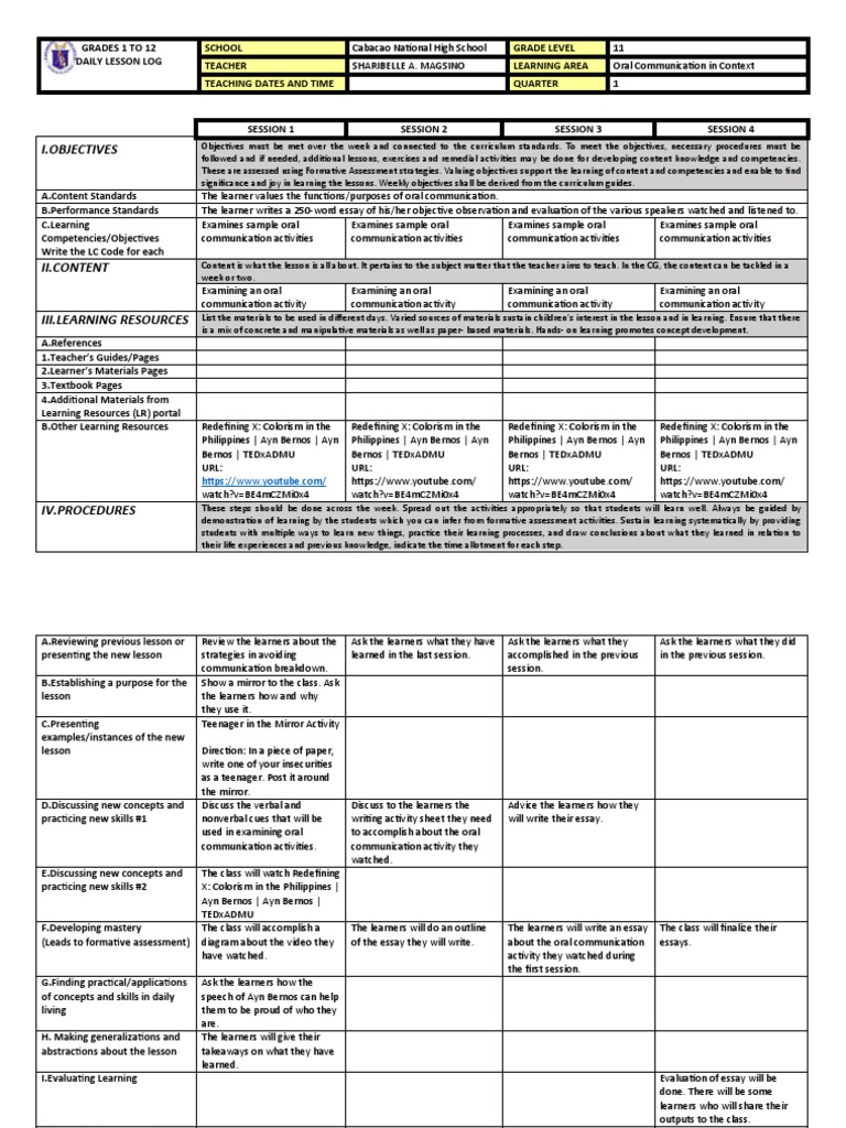 I Objectives | PDF | Learning | Teaching Method