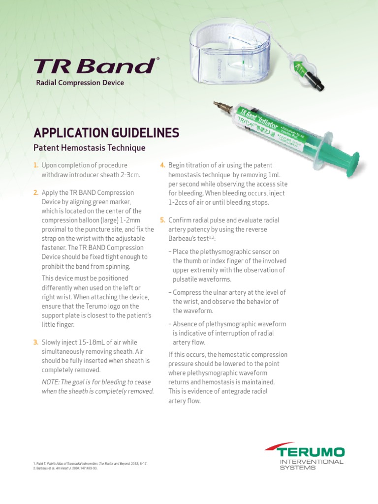 Aplication and Removal Guidelines - TR Band | PDF | Bleeding | Pulse