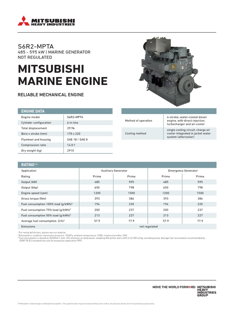Mitsubishi Marine Engine - S6R2-MPTA | PDF | Engines | Horsepower