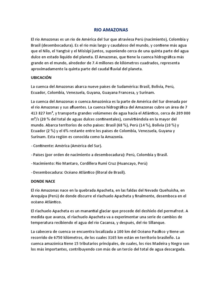 Rio Amazonas | PDF | río Amazonas | Ciencias de la Tierra