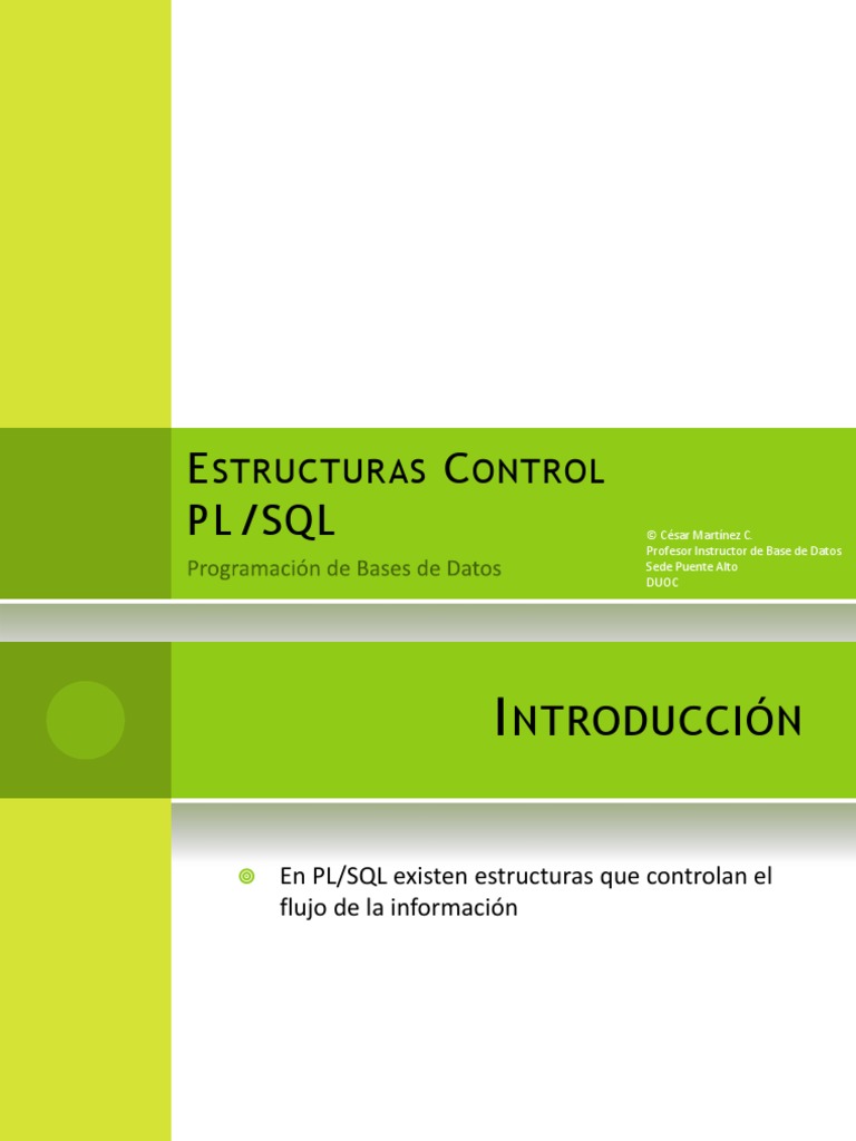 Estructuras Control PL-SQL | PDF | Ingeniería Informática | Áreas de informática