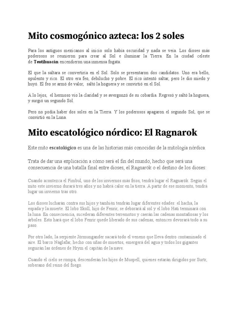 Mitos Cosmogonicos | PDF | Mitología