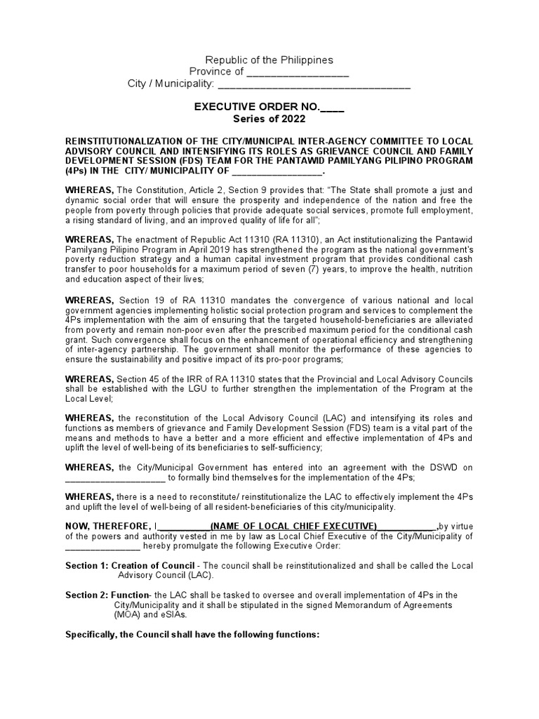Executive Order Template | PDF | Poverty | Poverty & Homelessness