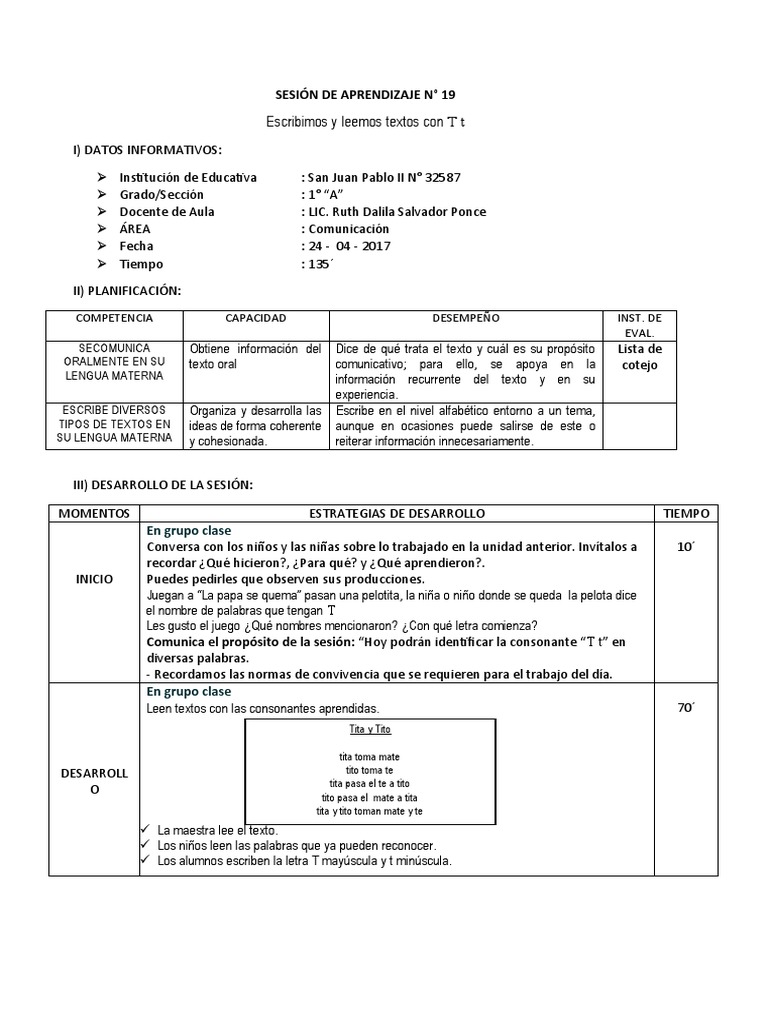 Sesión de Aprendizaje N°7 | Descargar gratis PDF | Aprendizaje | Salón de clases