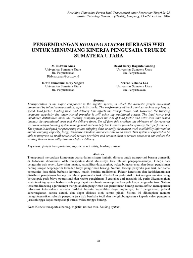 Optimizing Truck Transportation Performance Through a Web-Based Booking System: A Case Study in ...