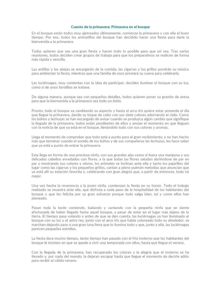 Cuento de La Primavera | PDF | Castor | Temporada de primavera)