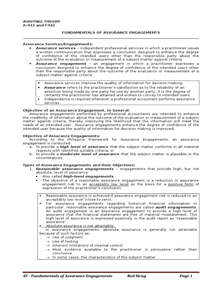 Fundamentals of Assurance Engagements | PDF | Financial Audit | Audit