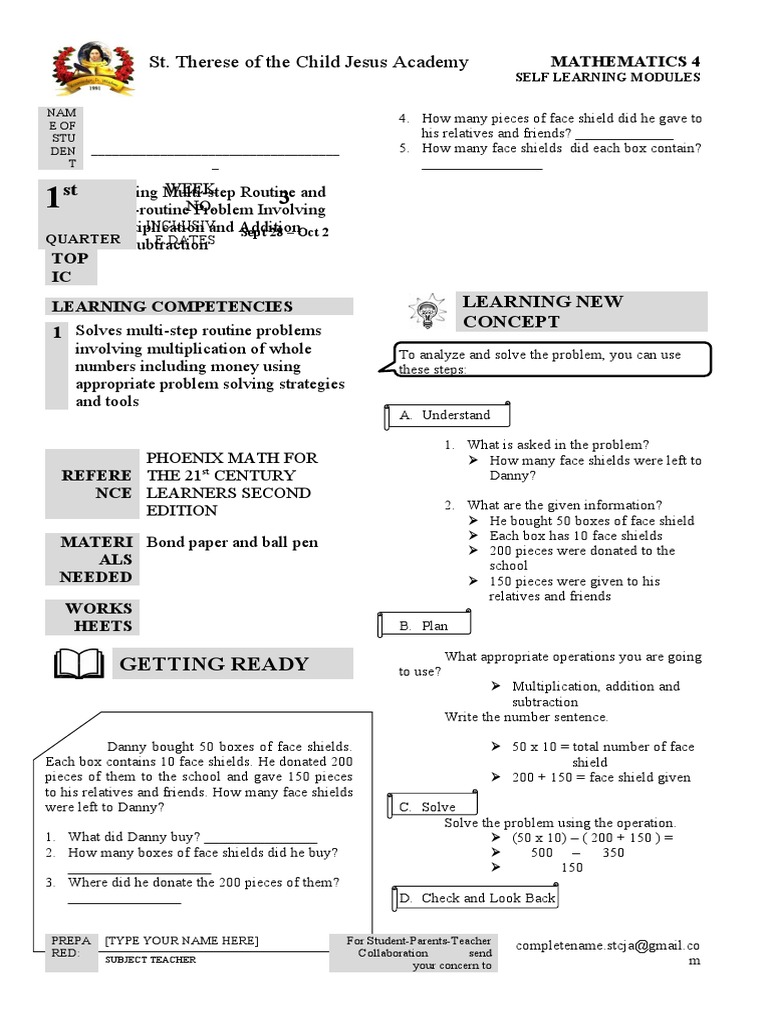 Module 1 Solving Multi Step Multiplication | PDF