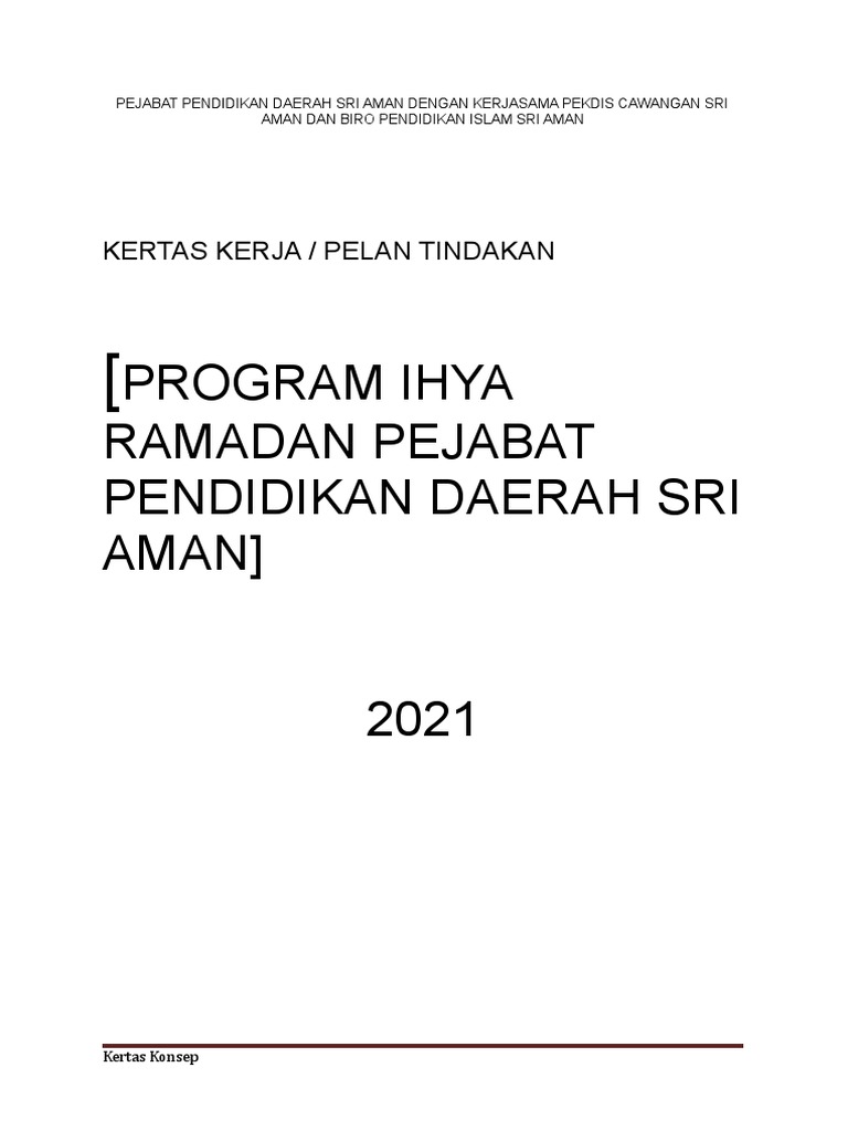 Kertas Kerja Ihya Ramadhan 2021 Ppdsa | PDF