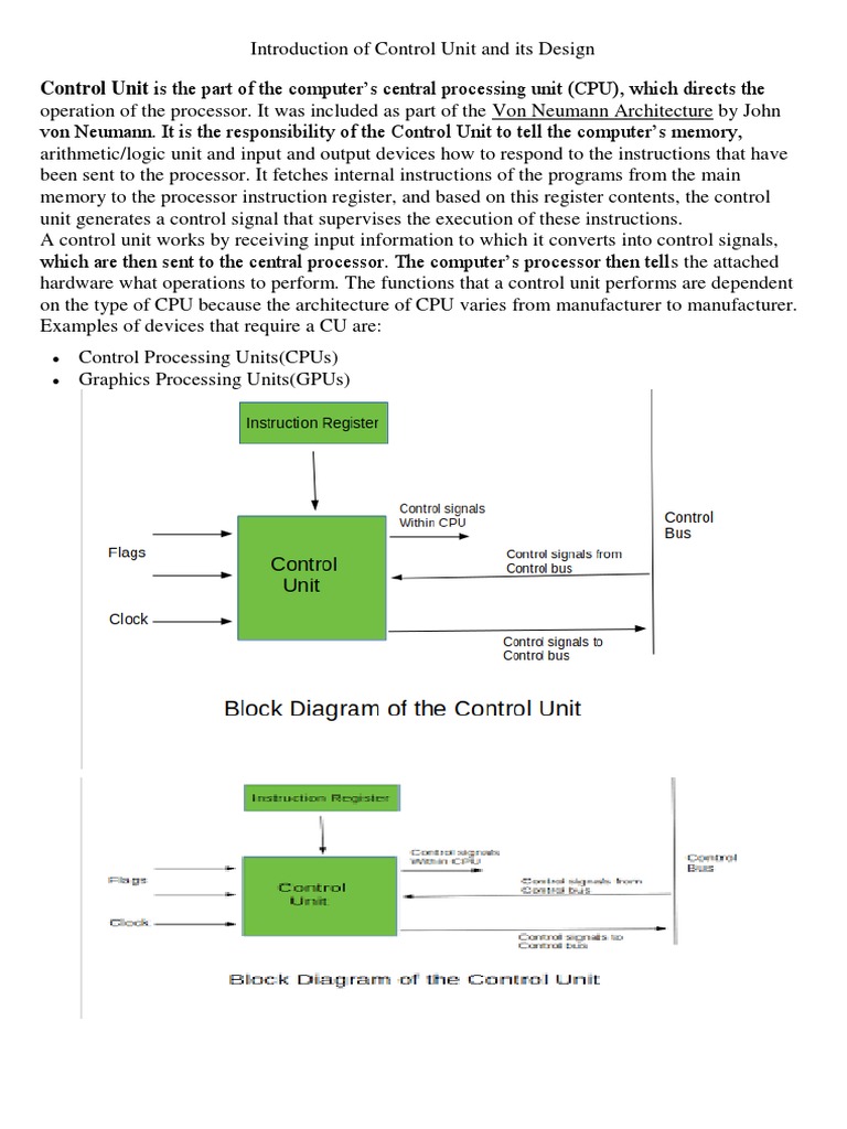 Control - Unit Design | PDF | Central Processing Unit | Digital Electronics