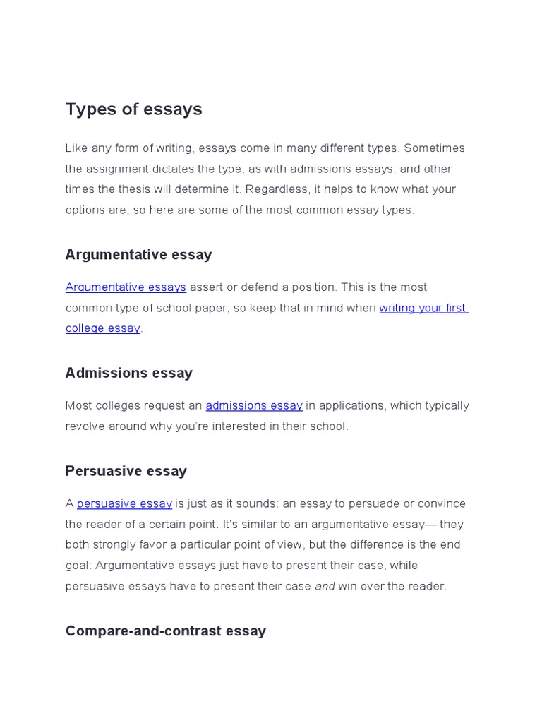 Type of Essays | PDF