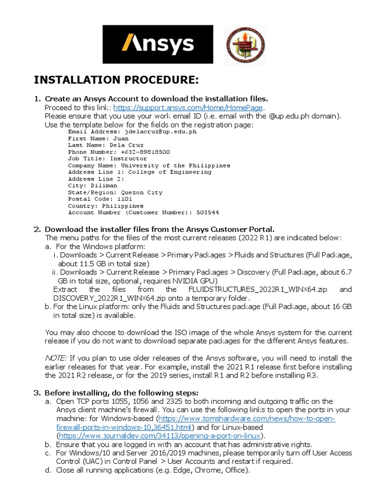 Ansys Installation Instructions - 2022 | PDF | Installation (Computer Programs) | Microsoft Windows
