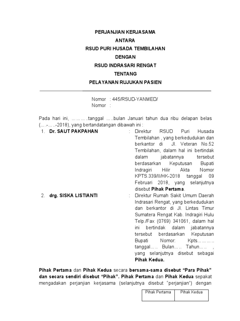 PKS RSUD PURI HUSADA DAN RSUD Indrasari Rengat | PDF