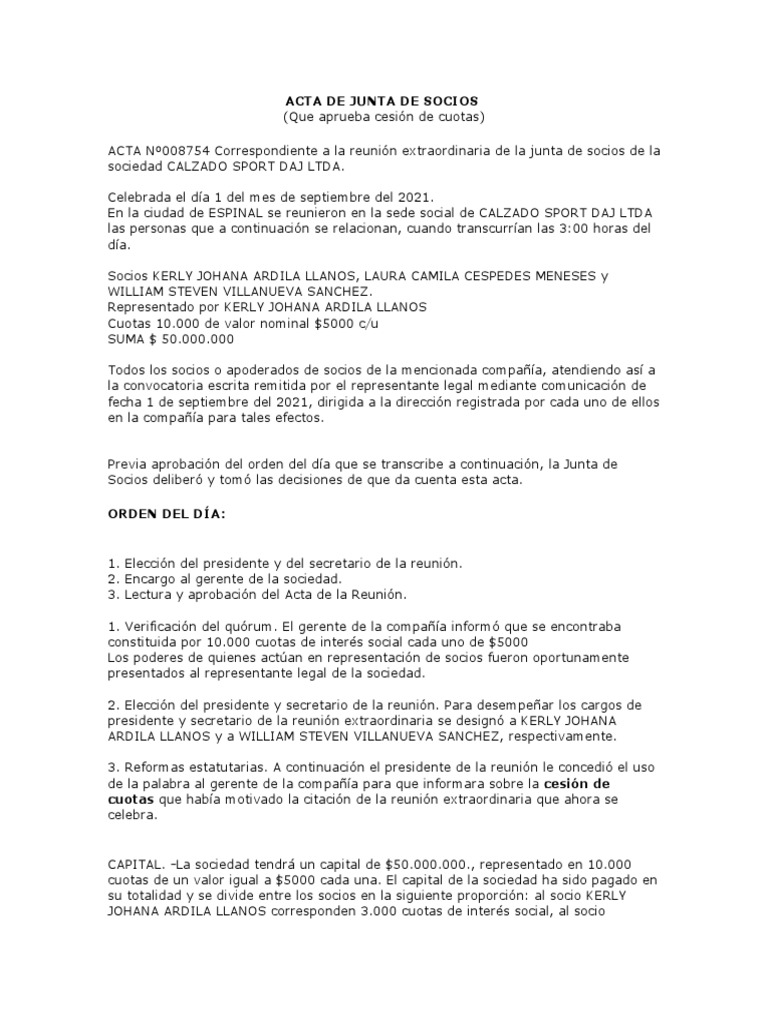 1.acta de Reunion de Socios | PDF | Gobierno