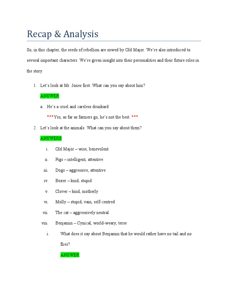 Chapter 1 - Old Major's Speech | PDF | Rhetoric Chapter 1 - Old Major's Speech | PDF | Rhetoric