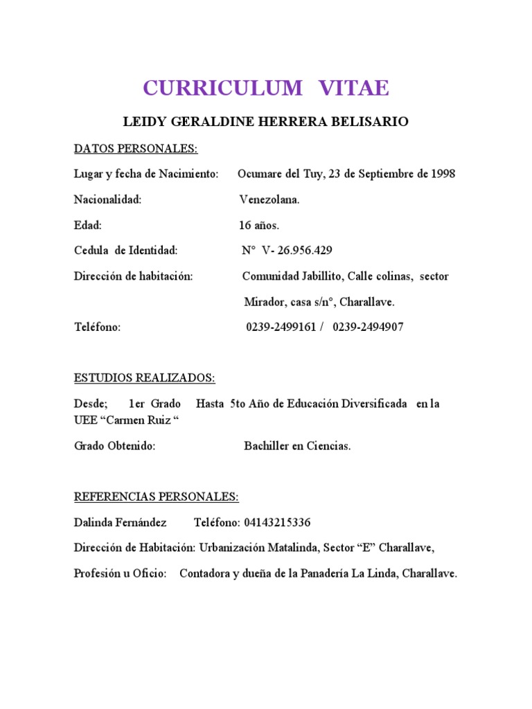 Curriculum Vitae Leidy | PDF