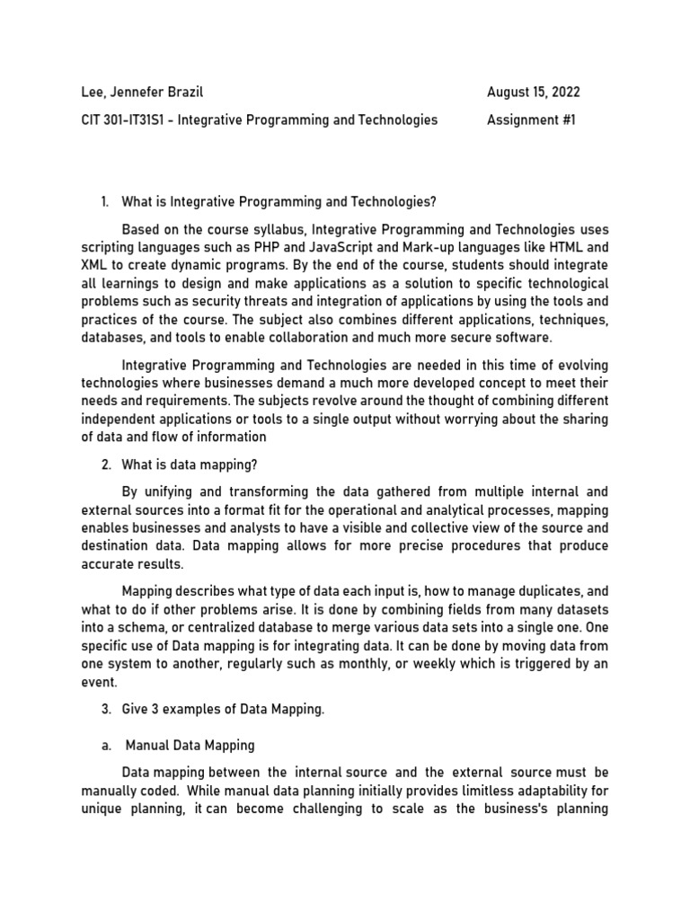 Assignment1 Lee | PDF | Computer Programming | Information Technology Management