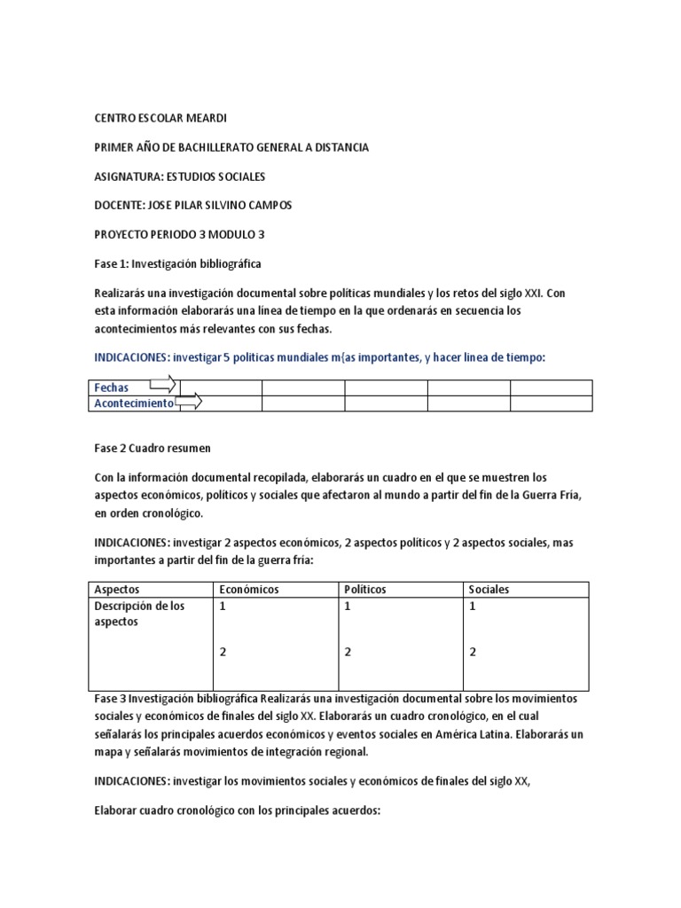 Proyecto Modulo 3 Estudios Sociales | PDF | Teoría de la modernización