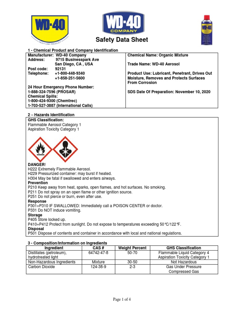 SDS WD-40 Aerosol-Asia | PDF | Firefighting | Water