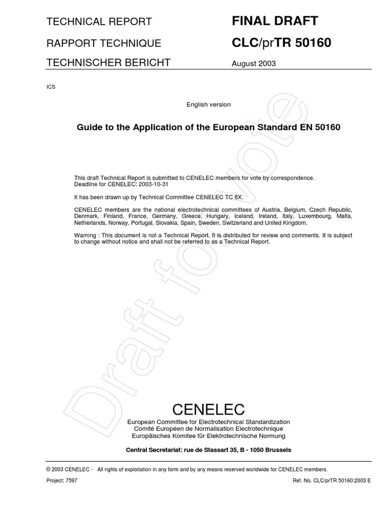Guide To The Application of The European STD en 50160 Final Draft 2003 ...