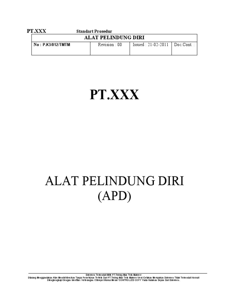 Prosedur-Alat Pelindung Diri (APD) MPS KTLS | PDF