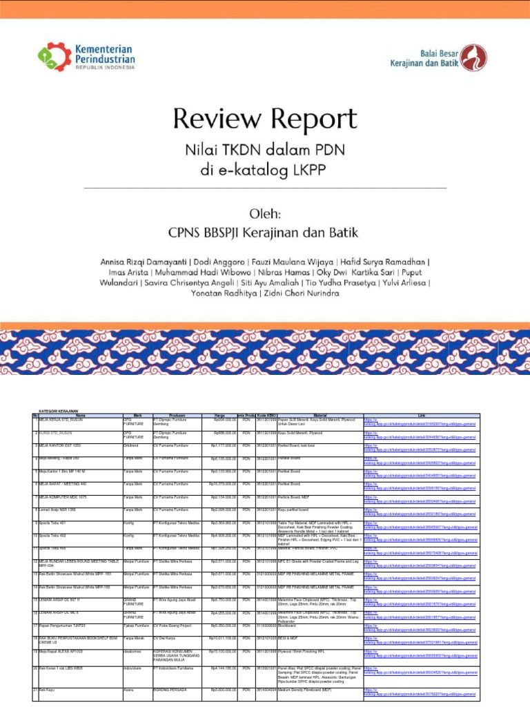 Weekly Report Daftar Produk E-Catalogue Tidak Ada TKDN - BBSPJIKB | PDF ...