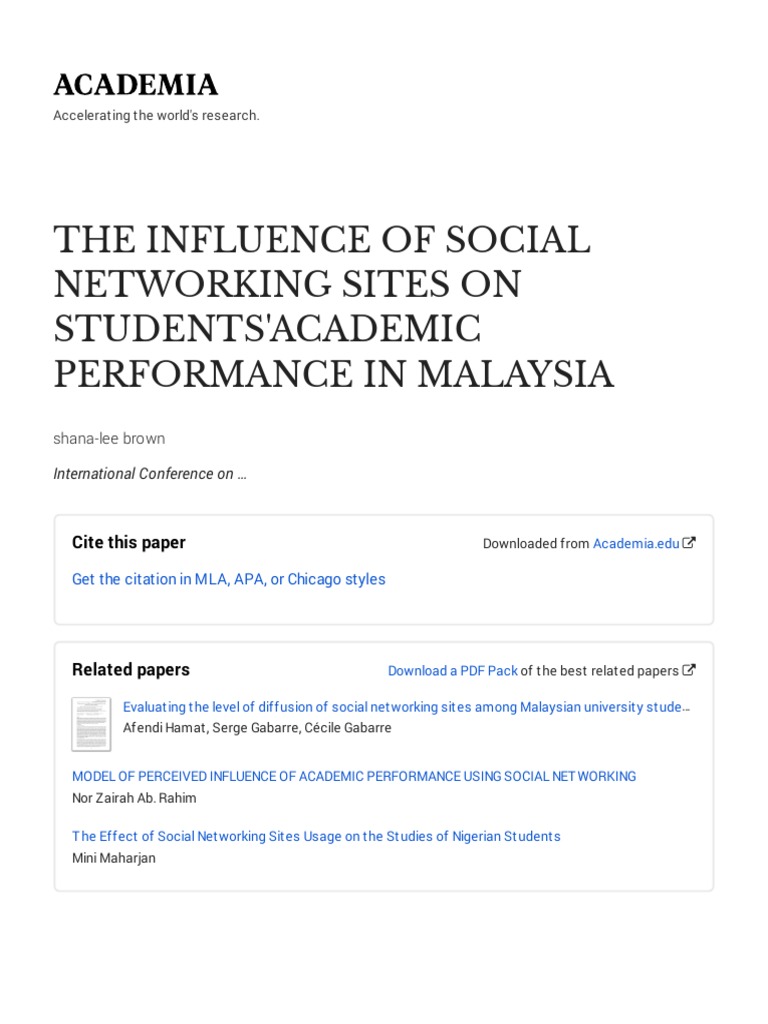 The - Influence - of - Social - Networking Sites On Student Academic ...
