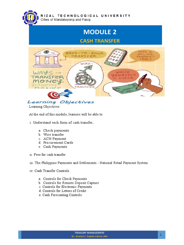 2 Chapter 2 Treasury Management Cash Transfer Methods | PDF | Payments ...