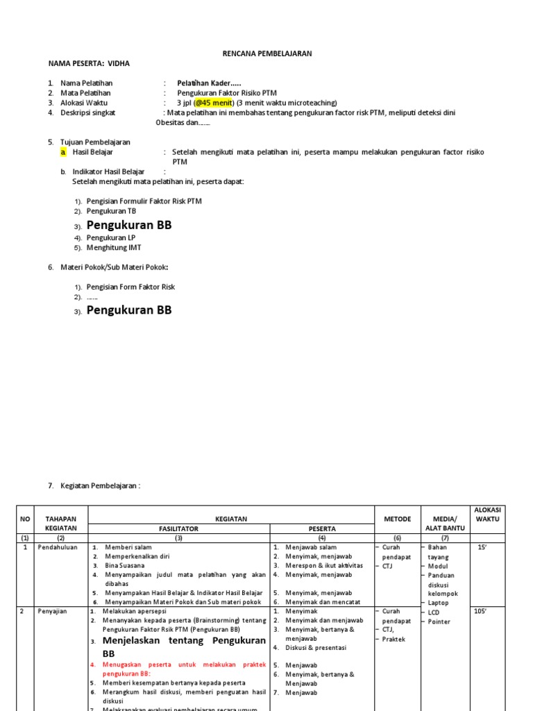 Contoh Format RP | PDF