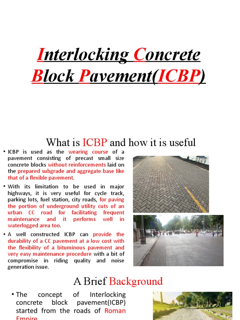Interlocking Concrete Block Pavement ICB | PDF | Road Surface | Concrete