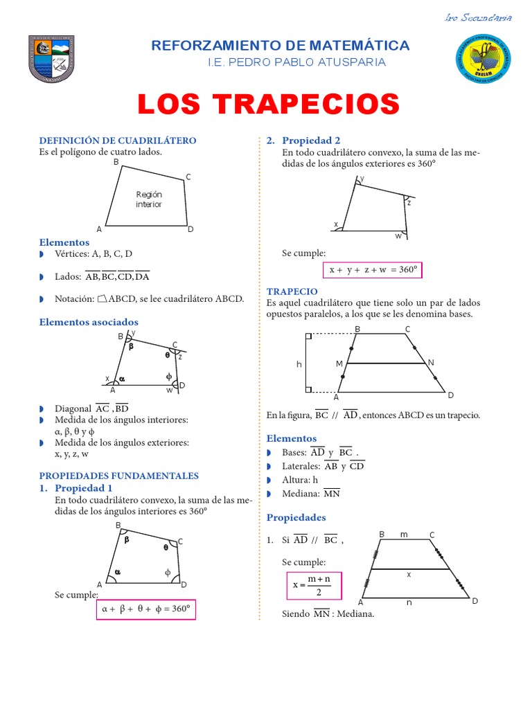 Cuadrilatero Trapecio 1ro Secundaria | PDF | Politopos | Geometría