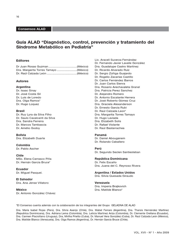 Guia - ALAD SX Metabolico en Ninos | PDF | Obesidad | Síndrome metabólico