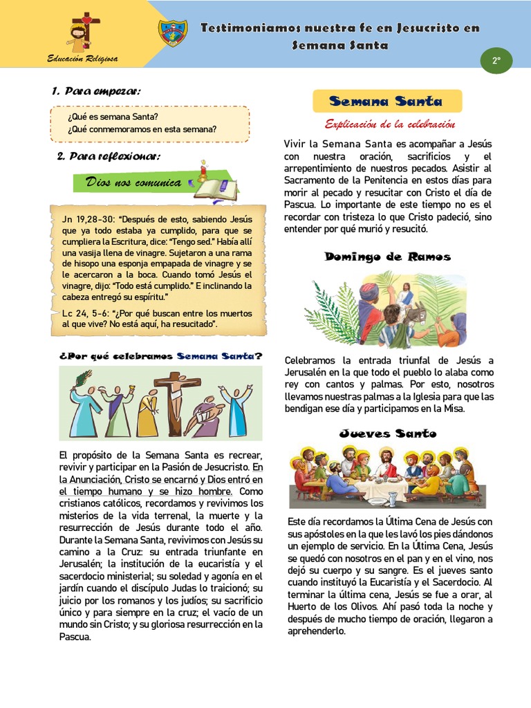 Ficha - Semana Santa 2°-Eda 1 | PDF | Pascua de Resurrección | Última cena