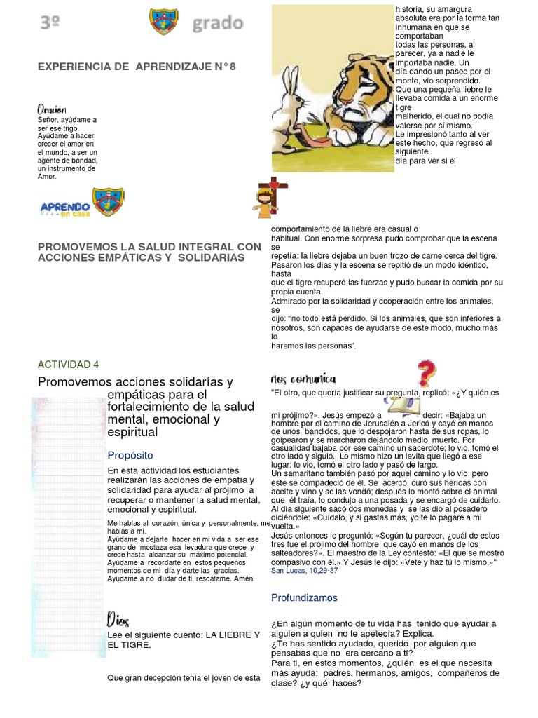 Actividad 4 - Eda 8 - 3° Grado | PDF | Empatía | Amor