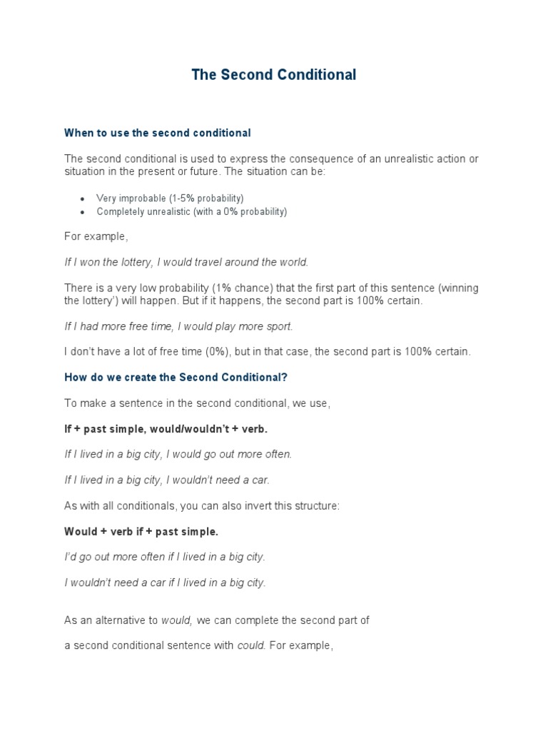 The Second Conditonal Expanded | PDF | Human Communication | Cognition