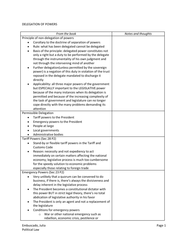 Delegation of Powers | PDF