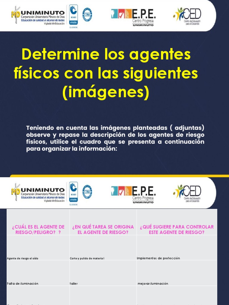 Identificando y clasificando agentes de riesgo físicos en base a ...