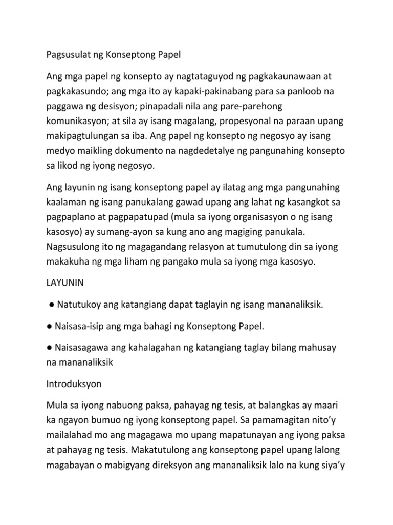 Pagsusulat NG Konseptong Papel | PDF