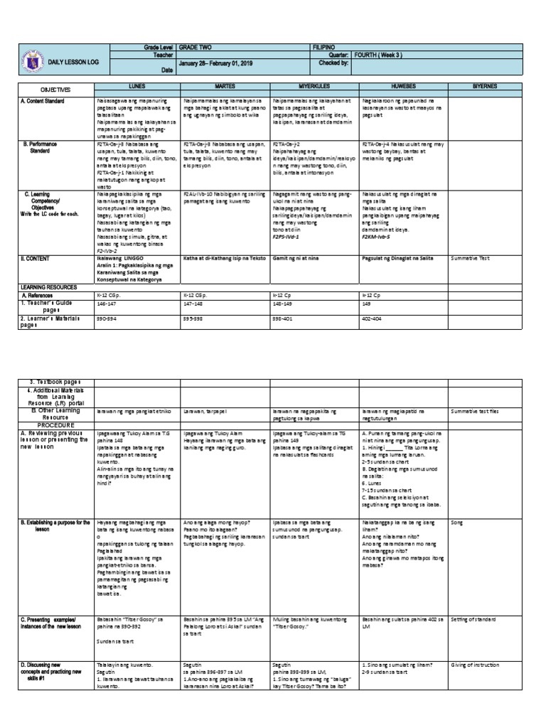 Filipino 2 - Q4 - W3 DLL | PDF