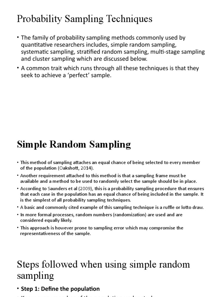 2022 - Probability Sampling Techniques | PDF | Sampling (Statistics ...