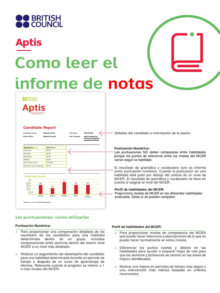 Aptis - How - To - Read - The - Score - Report - Spanish - Rev | PDF ...