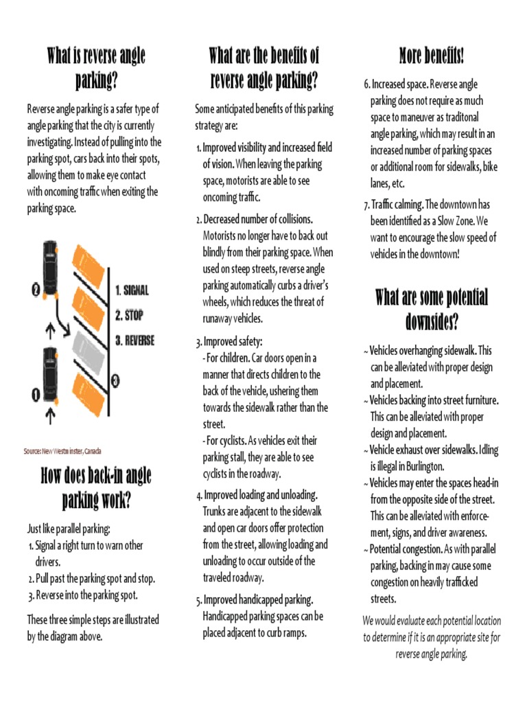 Reverse Angle Parking Brochure | PDF | Traffic | Sidewalk