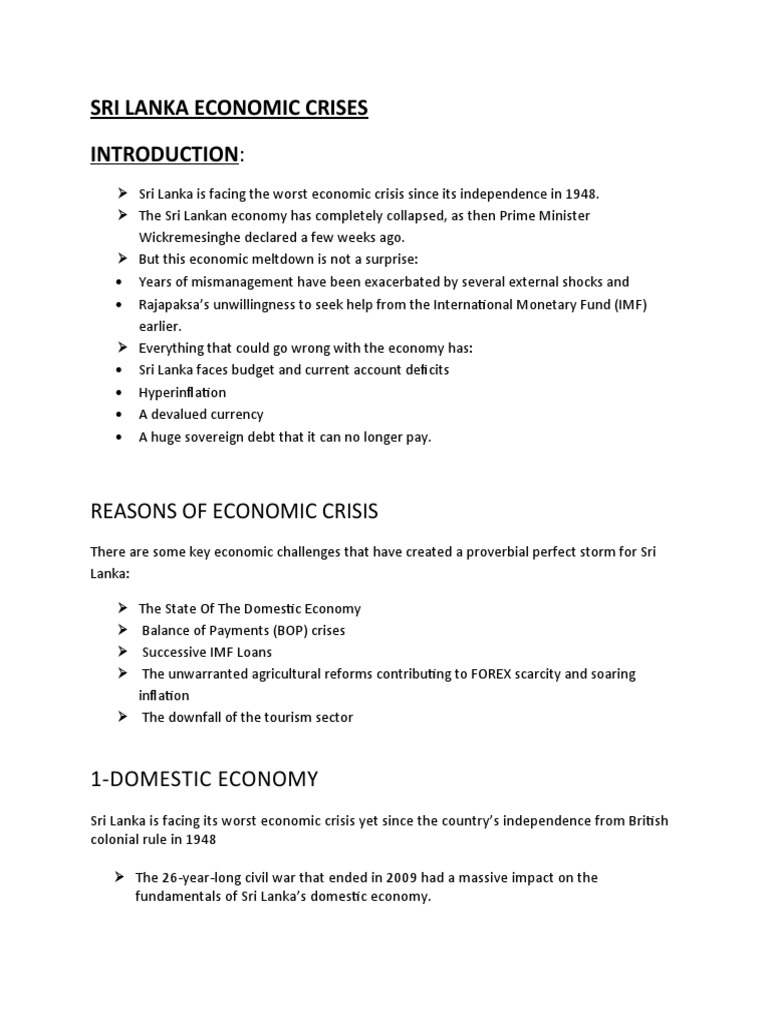 An Analysis of the Multiple Factors that Contributed to Sri Lanka's ...