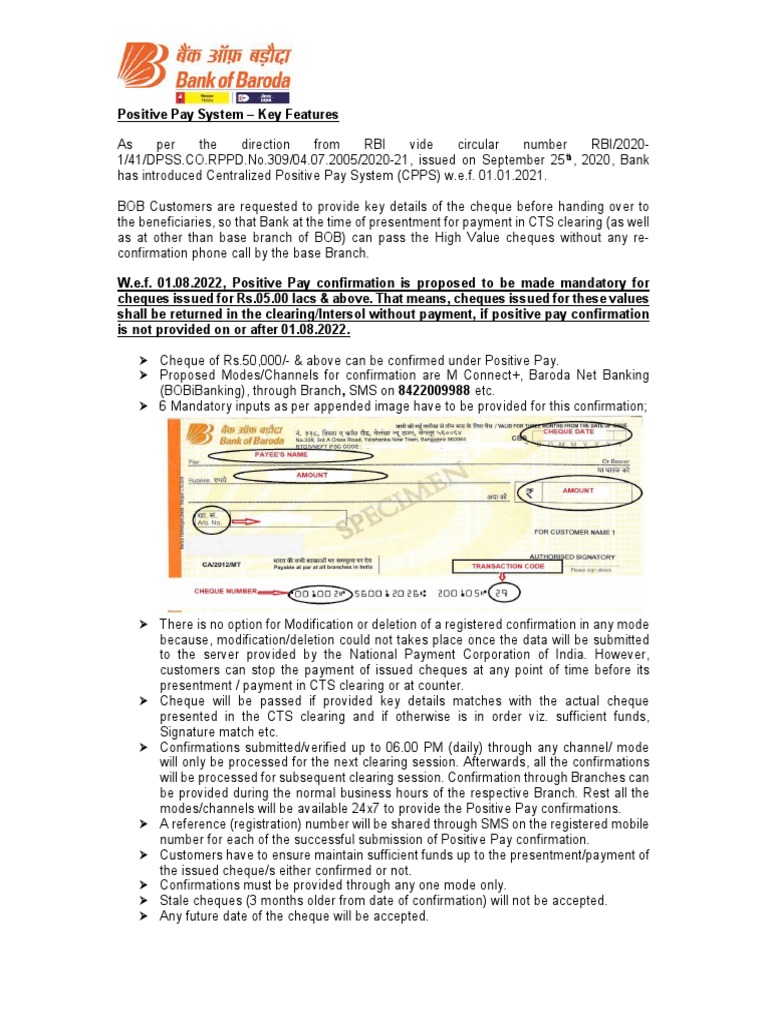 Key Features and Confirmation Format 13-06-2022 | PDF | Cheque | Payments