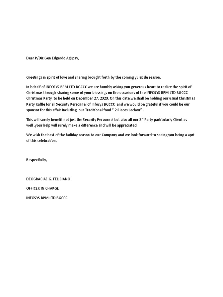 Christmas Party Solicitation Letter | PDF
