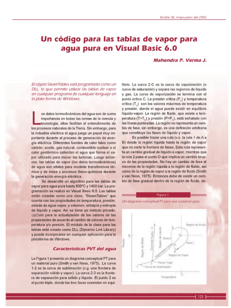 Un Codigo para Las Tablas de Vapor para Agua Pura en Visual Basic 6.0 | PDF | Vapor | Agua