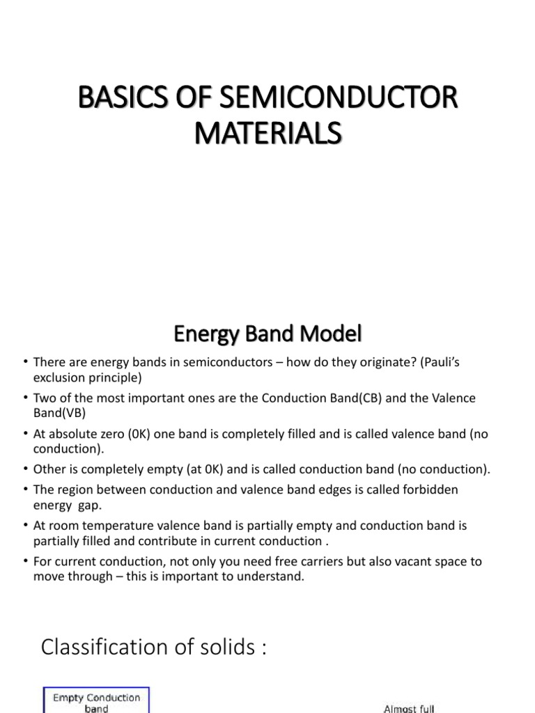 Basics of Semiconductor Materials - With Notes | PDF | Doping ...