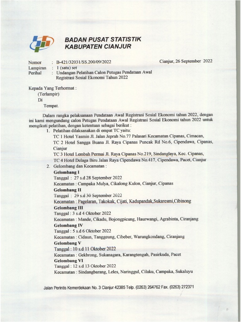 Surat Undangan Pelatihan | PDF