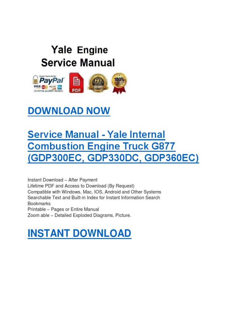 Service Manual - Yale Internal Combustion Engine Truck G877 (GDP300EC, GDP330DC, GDP360EC) | PDF